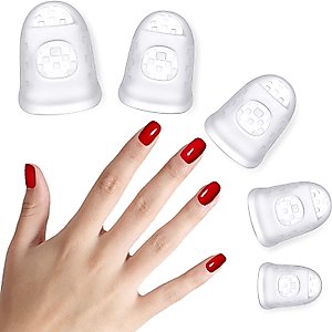 Frienda 40 Pieces Guitar Fingertip Protectors Silicone Finger Guards Anti-slip Finger Protection Covers Caps for Stringed Instruments Guitar Mandolin Bass Counting Sewing, 5 Sizes