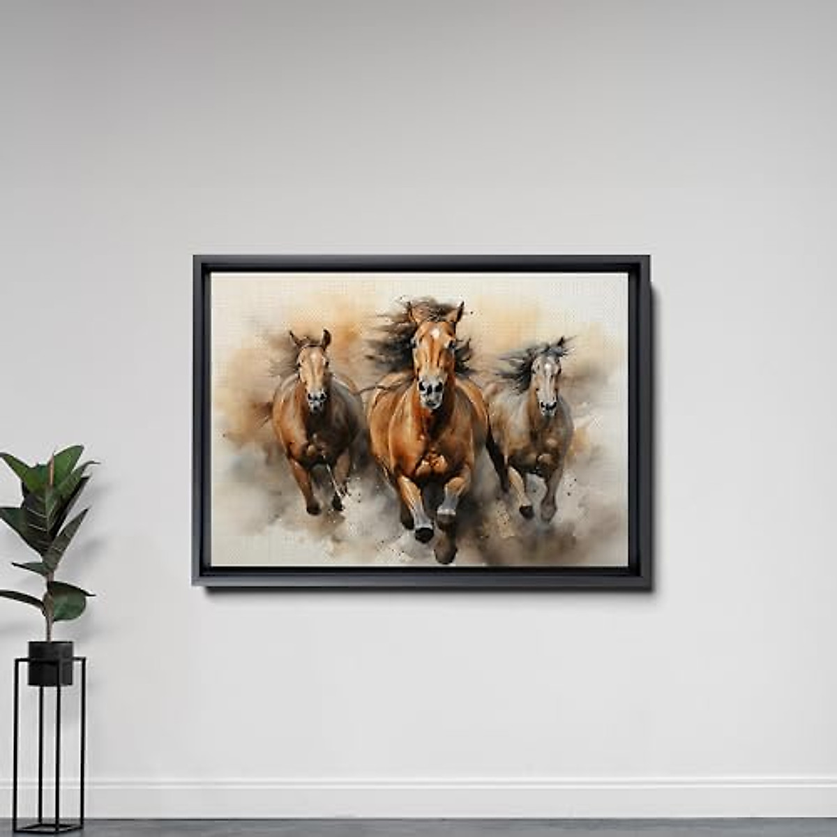 Majestic Black Stallion Galloping In The Clouds, Black Horse On Salt Flats, Canvas Print, Black Horse Print, Black Horse Wall Art