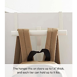 YAMAZAKI Home Tower Backpack Over The Door Hanger for Closet Or Bedroom, Two-Tiered Bookbag Metal Storage Rack, Easy Installation - Steel