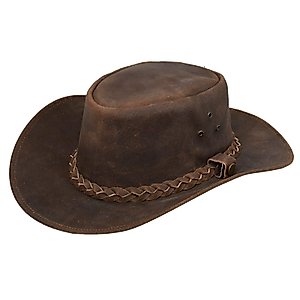 Australian Vintage Brown Western Style Cowboy Outback Real Suede Aussie Bush Hat M