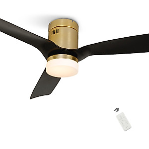 SMAAIR 52 Inch Smart Ceiling Fan with Lights and 10-speed DC Motor, Works with Remote Control/Alexa/Google Home/Siri, Dimmable LED Light (Gold/Black)