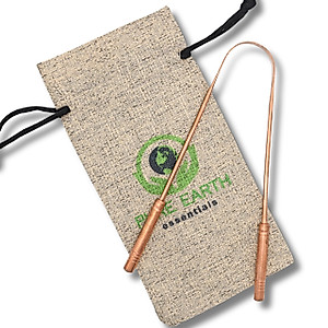 100% Pure Copper Tongue Scraper for Adults - Heavy-Duty, Rust-Proof, Long-Lasting Oral Care - Travel Tongue Scraper Ayurvedic with Case - PURE EARTH essentials (1 Piece/Pack)
