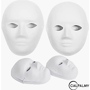 CALPALMY 30 Pack 2 Sizes Paper Mache Masks - Create Artistic Craft Projects from Wall Decorations to Theater and Halloween Costumes; Party, Masquerade Parties and Classroom Art