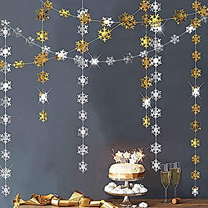 Winter Wonderland Shining Silver Gold Snowflakes Garland Kit Christmas Hanging Decoration Winter Wonderland Party Decor Kids Frozen Birthday Christmas Tree Decor/New Year/Baby Shower