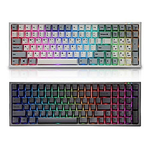 ABKO AR96 Changing Switch CNC Full Aluminum Gaming Keyboard 10 keyless Cherry 96keys (Red Switch, Silver)