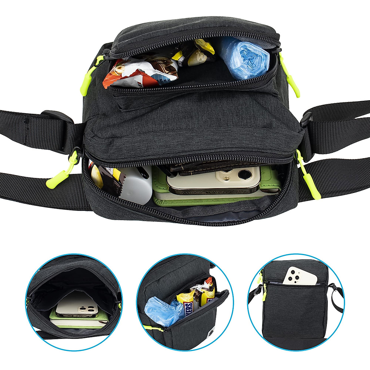 Gisdanchz Small Crossbody Bags for Men Women, One Shoulder Side Bag Cross Body Bags Womens Mens Crossbody Bag for Travel Vacation Phone, Mini Small Man Purse Bags Cross Bag for Men Women, Dark Gray