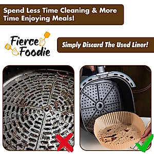 Fierce Foodie Air Fryer Disposable Paper Liner for Ninja Air Fryer, 100 PCS Round Air Fryer Liners for Ninja AF101 Air Fryer, Ninja AF150 Air Fryer XL and Ninja AF161, 8 Inch Parchment Paper