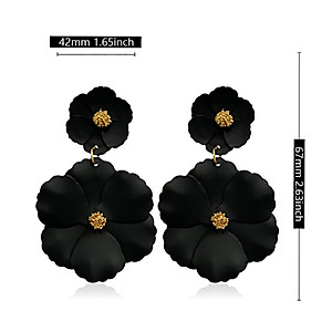 WUWEIJIAJIA Boho Flower Stud Earrings with White Pearl for Women Lover and Friends Flower Shaped Daisy Dangle Drop Earrings with Gold Flower Bud (3-Black)