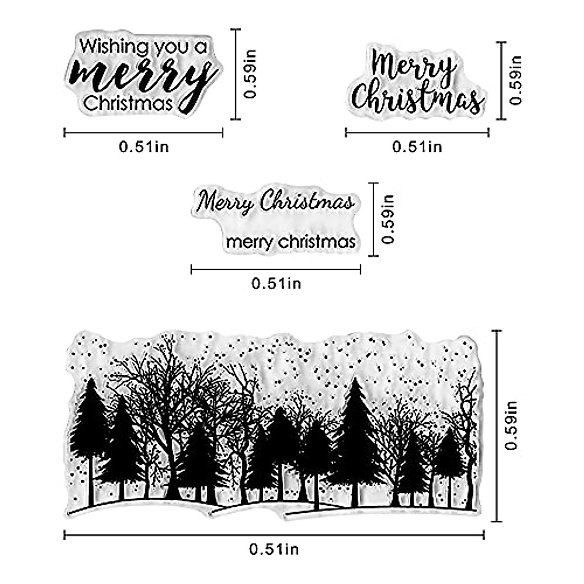 Christmas Forest Clear Stamps and Die Cuts for Card Making and Photo Album Decorations, Trees Blessing Words Transparent Rubber Stamps and Cutting Dies Seal for DIY Scrapbooking