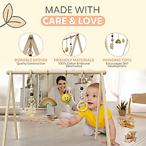 Wooden Baby Gym – Premium Infant Activity Gym with Hanging Bar for Wooden Toys – Wooden Play Gym Frame for Tummy Time Mat – Educational Baby Activity Gym for Newborn Gift for Baby Girl and Boy