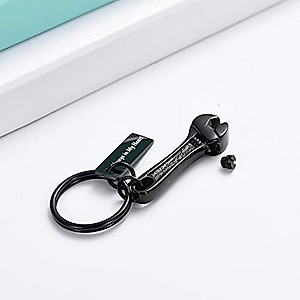 shajwo Cremation Jewelry Wrench Urn Keychain for Ashes Memorial Keepsake Urns for Human Ashes Keyring,Keychain-Black（1.25“0.39”）