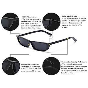 GOBIGER Rectangle Small Frame Sunglasses Fashion Designer Square Shades for women (Black Frame, Black)