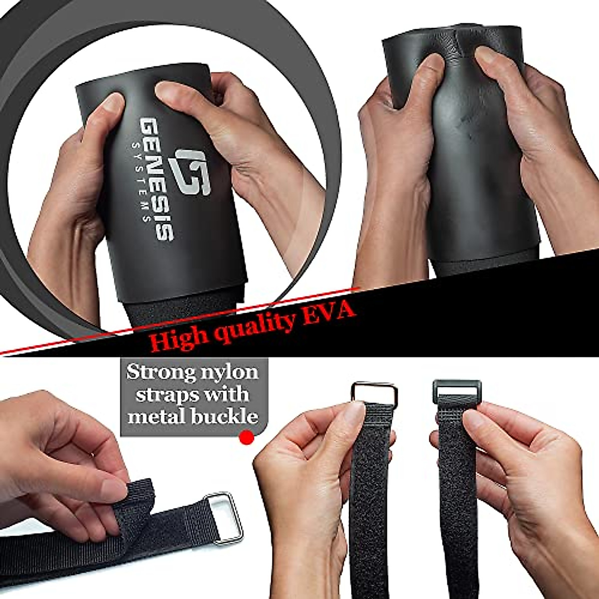 GENESIS SYSTEMS Squat Pad Barbell Pad for Hip Thrusts Squats Lunges Glute Bridge - Foam Pad for Weight Lifting Neck Shoulder Support - Barbell Cushion Hip Thrust Pad for Standard and Olympic Bars