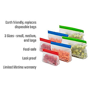 Goodful Reusable Standup Food Storage Bags (6 pack, Assorted Sizes)