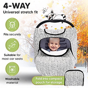 KeaBabies Car Seat Cover for Babies and Portable Diaper Changing Pad - Baby Car Seat Canopy for Spring, Autumn, Winter - Waterproof Foldable Baby Changing Mat - Universal Stretch Fit Car Seat Cover