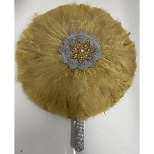 Msbfea Hand Feather Fan Handmade Luxurious African Dance Lace Feather Fans for Wedding Party Gift Top Wedding Decoration Color 425