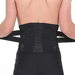 UOOD Low Back Support Belt - Lumbar Support Brace with Reinforcing Springs - Adjustable Elastic Men Womens Belt Sport Lumbar Brace, Pain Relief and Injury Prevention Relieves Pain (Size : L)