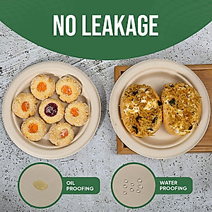 TaidMiao 7 Inch Paper Plates 100 Pack - 100% Compostable Disposable Plates, Heavy Duty Dessert Plates, Biodegradable Sugarcane Plates for Party (Microwavable, Oil/Water Proof, Eco-Friendly, Brown)