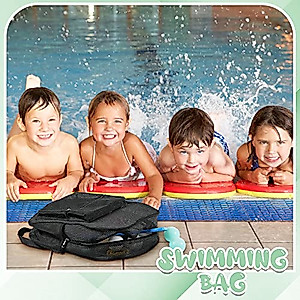 Amylove 6 Pcs Bulk Mesh Backpack Mesh Bookbag for Kids Beach Backpack Kids Beach Bag Mesh Beach Bag for Student Adults School Sports Swimming Beach Outdoor Travel(Black)