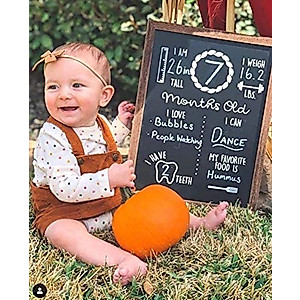 Baby Monthly Milestone Chalkboard | 12" x 16" Wood Framed Reusable Monthly Baby Milestone Board | Baby Calendar First Year