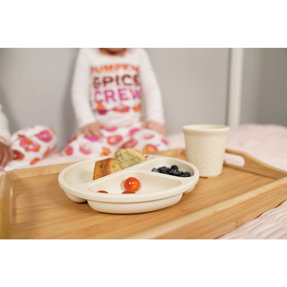 BraveJusticeKidsCo. | SiliSteel™ 2 Pack Silicone Plate for Big Kids | Divided Toddler 2 Pack Plates with Three Compartments for Self Feeding | Dishwasher Safe | Patent Pending (Dusty Rose)