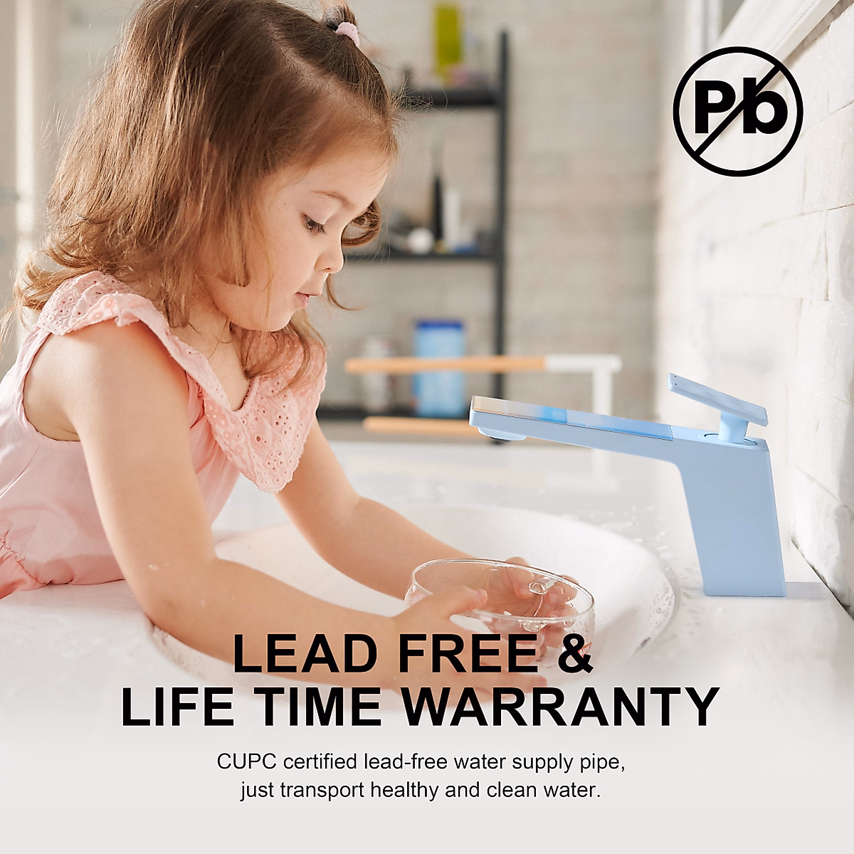 Bathroom Faucet for Sink 1 Hole,Blue Modern One-Handle Single Hole Bathroom Faucet,Brass Sink Vanity Faucets with Supply Hoses for RV Lavatory Restroom