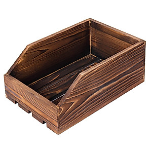 Liry Products Rustic Brown Wood Paper Nesting Tray Stackable Document Storage Crate File Organizer Tabletop Wooden Box Basket Letter Holder Folder Rack Container Desktop Home Office Supplies