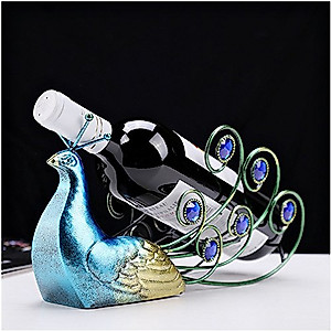 CdyBox Elegant Peacock Wrought Iron Wine Rack Single Bottle Tabletop Holder Creative Furnishing Articles Display