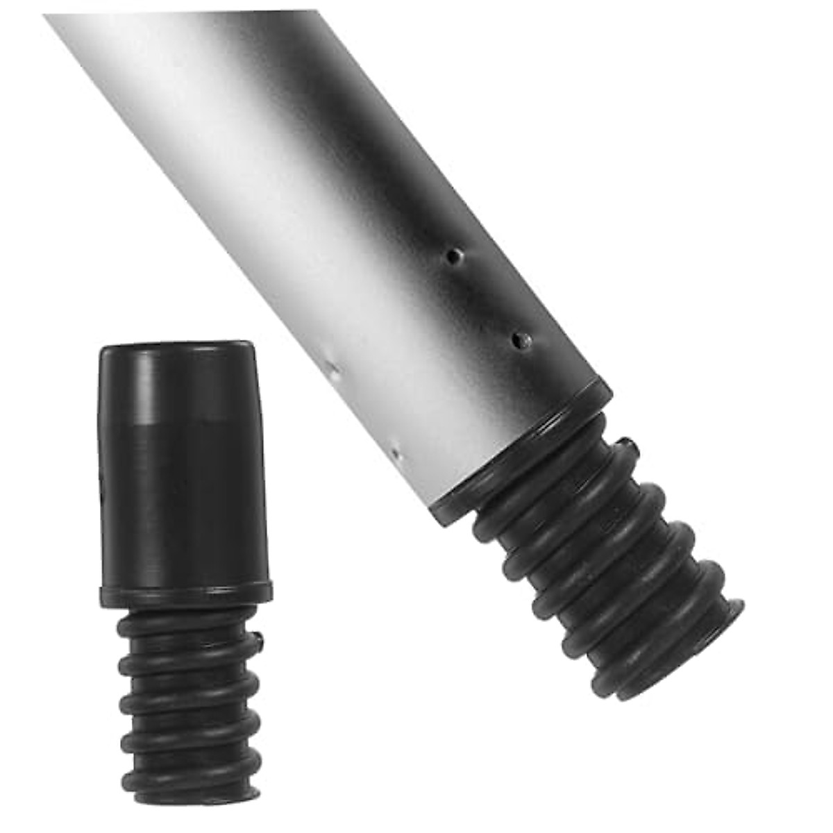 Outanaya 4 Pcs Broom Handle Threaded Tip Black Plastic Extension Pole Attachment an Fittings Handle Tips for Poles