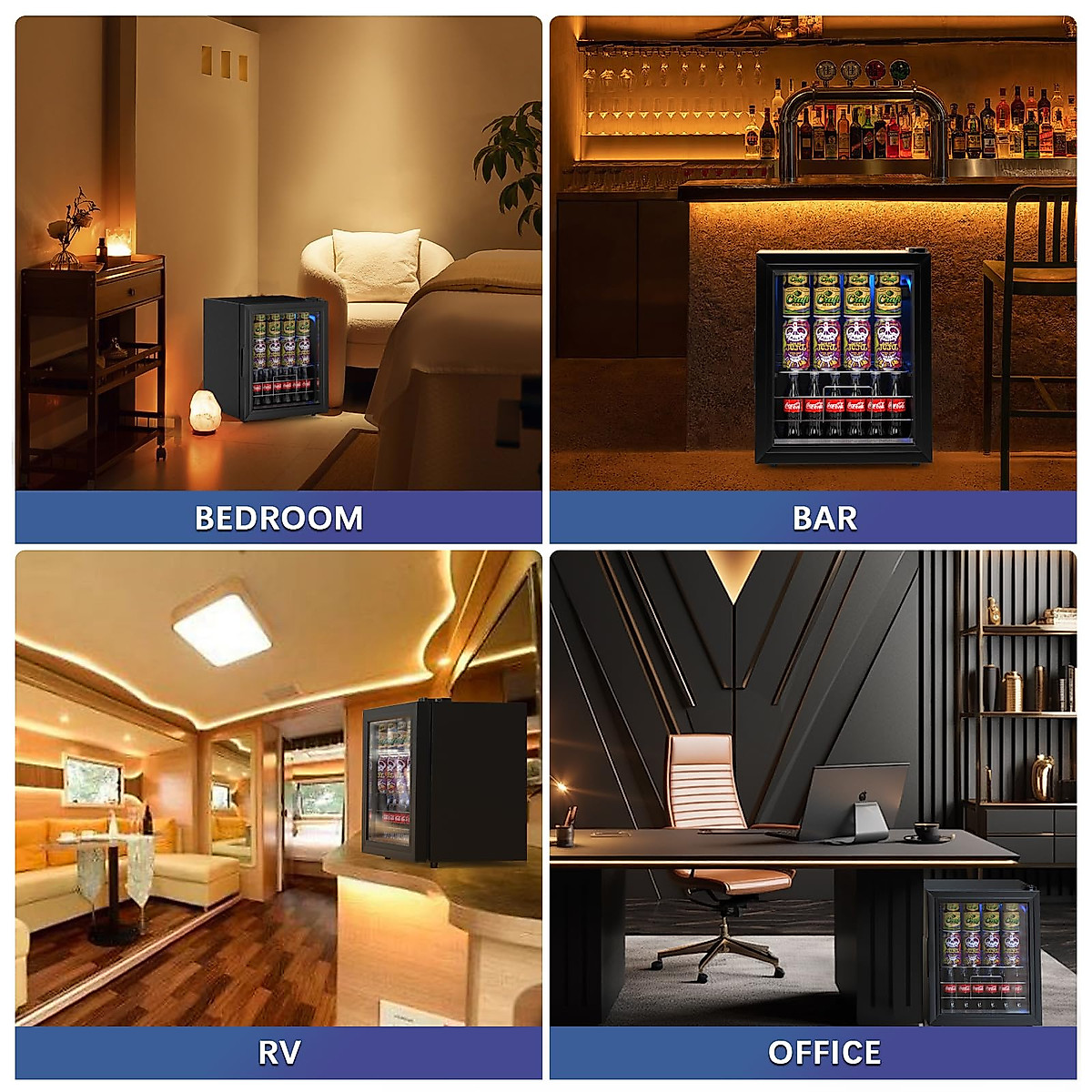 Geekman 75 Can Beverage Refrigerator, Freestanding Mini Fridge With Glass Door and Adjustable Shelving, Small Beverage Fridge for Beer, Soda Drink and Wine, Perfect for Home, Office, Dorm, and Bar