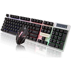 HJJWL Gaming Keyboard and Mouse, Keyboard and Mouse,2.4GHz Ultra Slim Full Size Rechargeable Keyboard and Mouse Combo for Windows, Laptop, Notebook, PC, Desktop, Computer (Color : Black)
