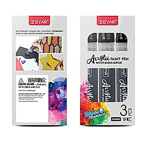 ZEYAR Jumbo Paint Marker Pens, Water Based Acrylic, 15mm Felt Tip, Waterproof and Permanent Ink, Great on Plastic, Posters, Stone, Metal, Glass and more (3 Black)