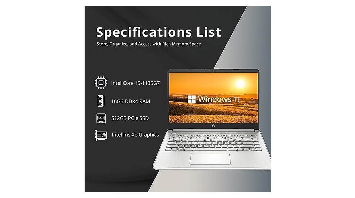 HP 2022 14" Laptop - Intel i5, 16GB RAM, 512GB SSD