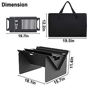 Adreak 18 inch Fire Pit, Outdoor Portable Firepit with BBQ Tray, Detachable Camping Steel Fire Pits for Backyard, Patio, Picnic, Bonfire, Garden (Black-Small)