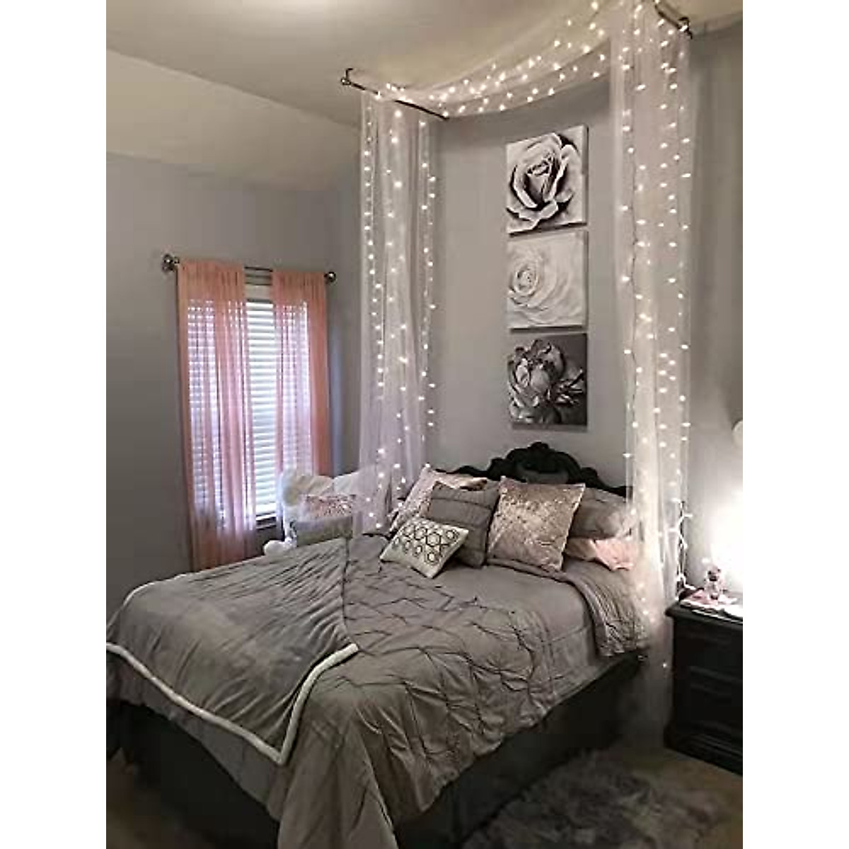 KAQ 115FT 300LED Timer Function Cool White Christmas String Lights Indoor/Outdoor, Waterproof Christmas Lights with 8 Modes, Clear Wire Fairy Tree Lights for Garden Patio Bedroom Christmas Decorations