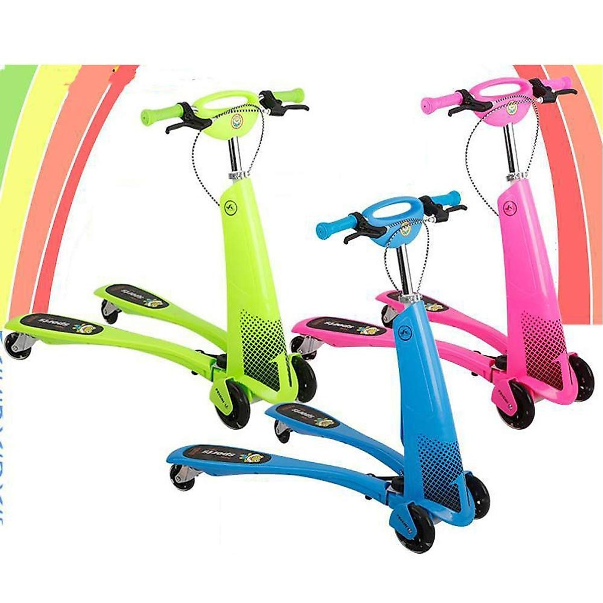 SZNWJ ygqtbc Flicker Scooter Perfect for Children Aged 2+,LED Light-Up Wheels Foldable Adjustable Kick Scooter Aluminum Outdoor use (Color : Green)