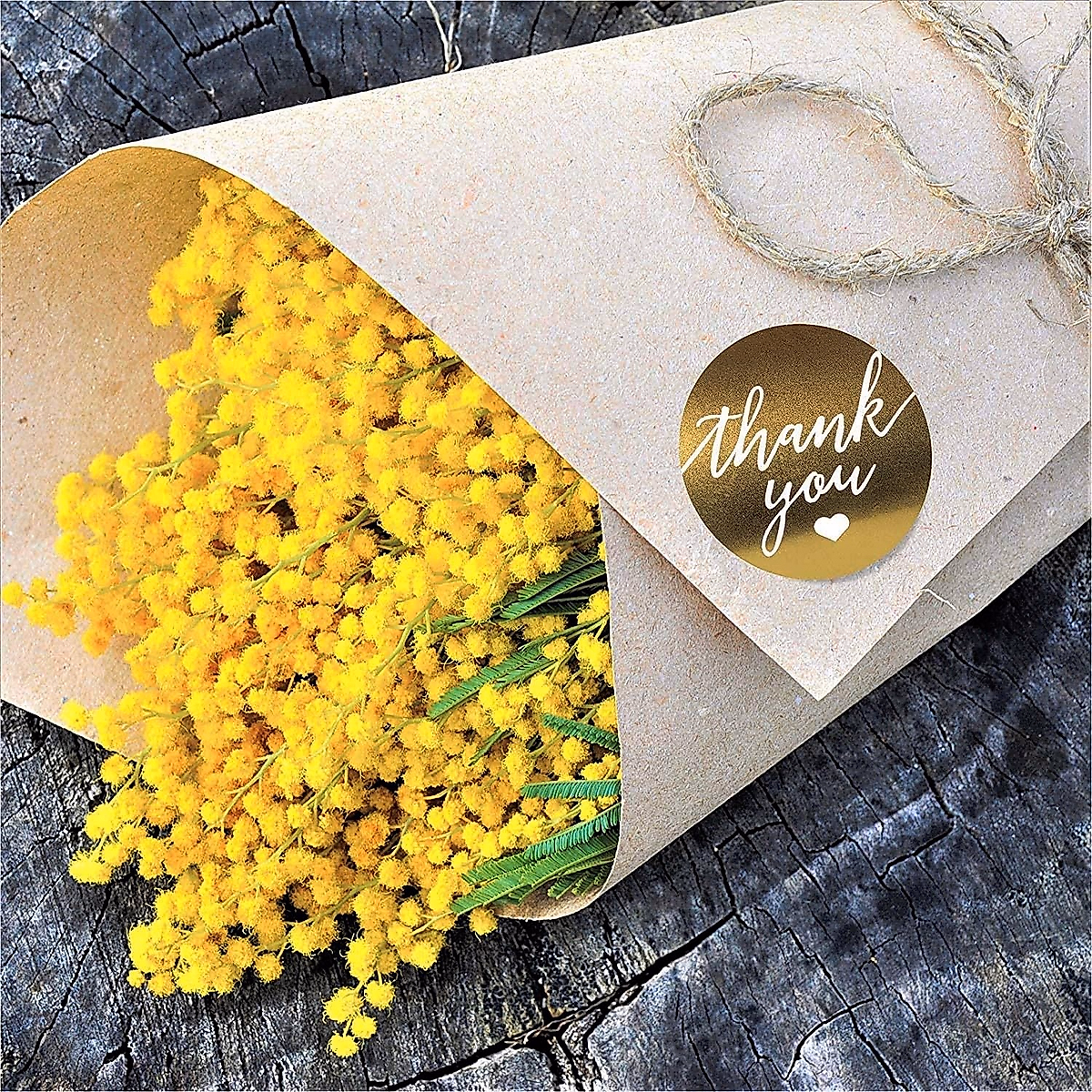 Cafurty 500 Sheets Thank You Labels Sticker Round 1.5", Thank You Sticker for Birthdays, Weddings, Giveaways, Bridal Showers and Perfect for Small Business Owner - Yellow