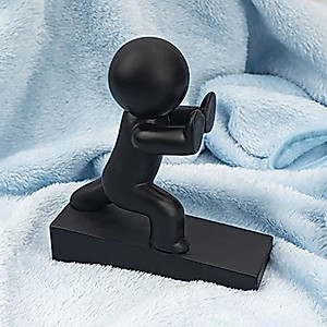 Cute Door Stopper, Decorative Door Stop, Protects Your Floors, Black, 1 Pack (Patented)