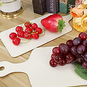 Qegft Unfinished Mini Cutting Boards - 6 Pieces Wood Cutting Board with Handle Paddle Cutting Board for DIY Crafting Home Kitchen Decor Small Chopping Board, 11.8 x 5 Inch