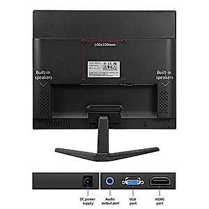 Thinlerain PC Monitor 17-inch 4:3 LED Backlit Monitor 1280 X 1024, 60 Hz Refresh Rate, 5Ms Response Time, VESA Mountable, VGA, HDMI, TN Panel, Built-in Speakers