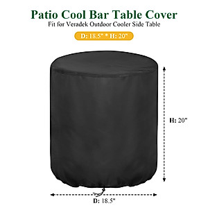 Patio Cool Bar Table Cover for Outdoor Cooler Side Table Cover, Waterproof Round Cover for Outdoor Side Table, Outdoor Patio Bar, Portable Bar,Ice Chest (18.5” D x 20” H)