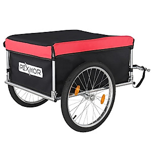 PEXMOR Foldable Bike Cargo Trailer, Bicycle Luggage Wagon Trailer Folding Frame & Quick Release 20" Wheel, Bike Carrier Storage Cart w/Hitch & Waterproof Cover