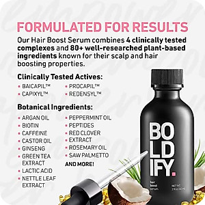 BOLDIFY Hair Growth Serum, Contains 30 Natural Hair Boosters + 4 Clinically Proven Peptides, Hair Serum for Hair Growth, All Natural Scalp Treatment, Hair Growth Oil for Women & Men, Lightweight Non-Greasy Serum for All Hair Types - 2 oz.