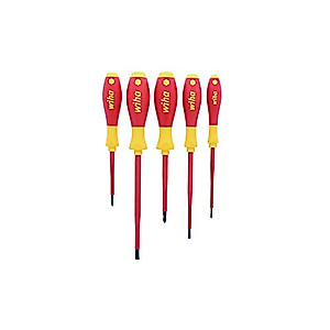 Wiha 32091 5-Piece 1000-Volt Slotted and Phillips Insulated Screwdriver Set