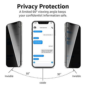 Amazon Basics Privacy-Tempered Glass Screen Protector for iPhone X / XS and 11 Pro - 5.8 Inch, 5.43" x 2.56", Anti Glare & Blue Light Filter