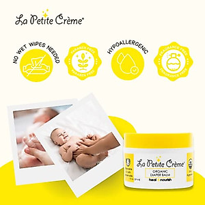 La Petite Creme French All-Natural Diaper Balm - Healing & Nourishing Diaper Cream - Gentle & Safe Baby Balm with USDA Certified Organic Beeswax and Olive Oil - Baby Essentials for Newborn (4 oz)