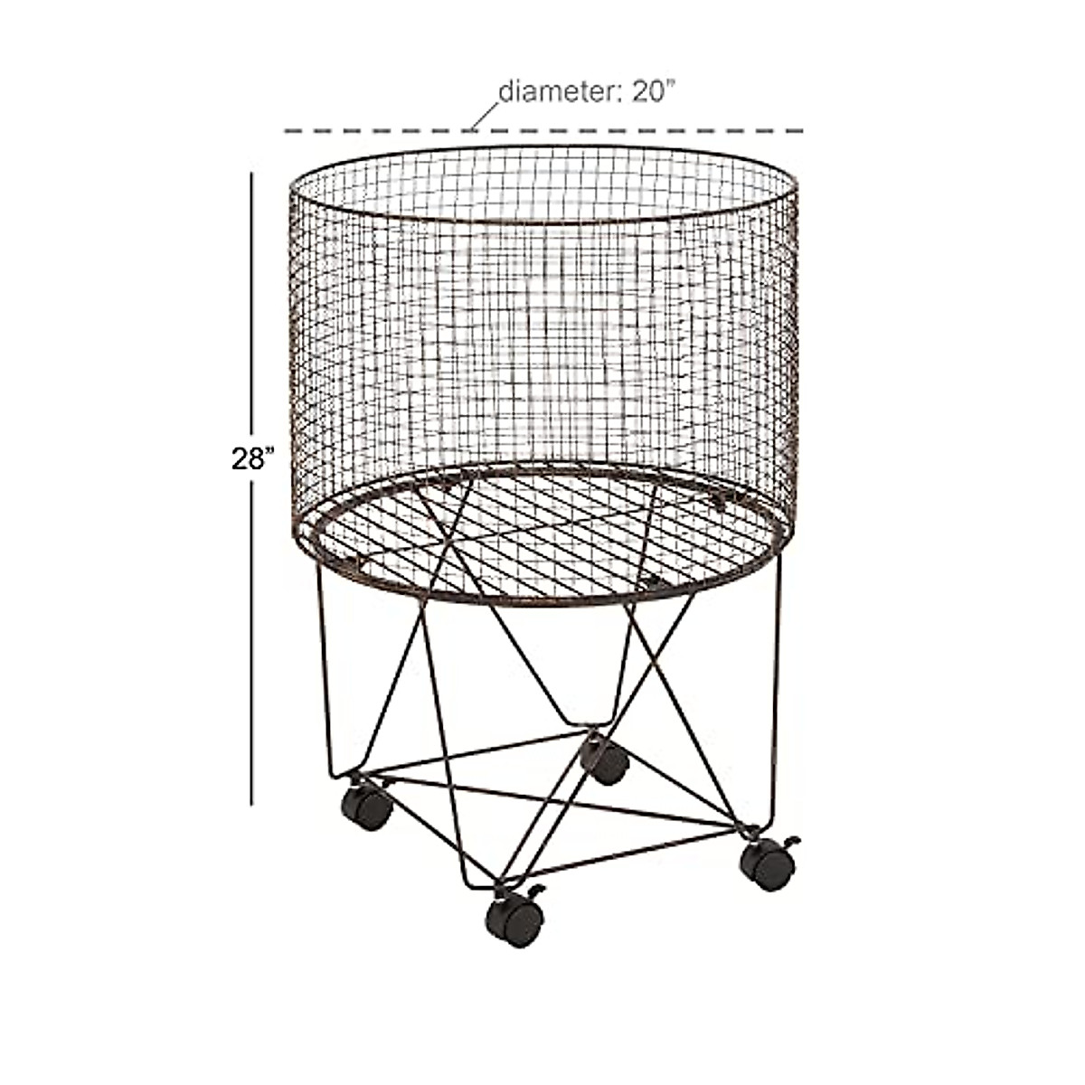 Deco 79 Metal Cylinder Storage Cart with Wheels, 20" x 20" x 28", Bronze