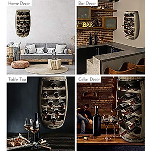 CoTa Global Modern Alexander Wall Mounted Wine Rack - 18 Wine Bottles Freestanding Wooden Barrel Wine Holder, Hanging Bottle Rack or Floor Stand, Wine Storage Shelf Organizer for Wine Bar, Home Décor