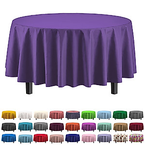 Exquisite 12-Pack Premium Plastic 84-Inch Round Tablecloth - Purple