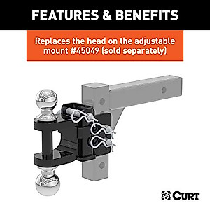 CURT 45008 Replacement Head for Adjustable Trailer Hitch Ball Mount #45049